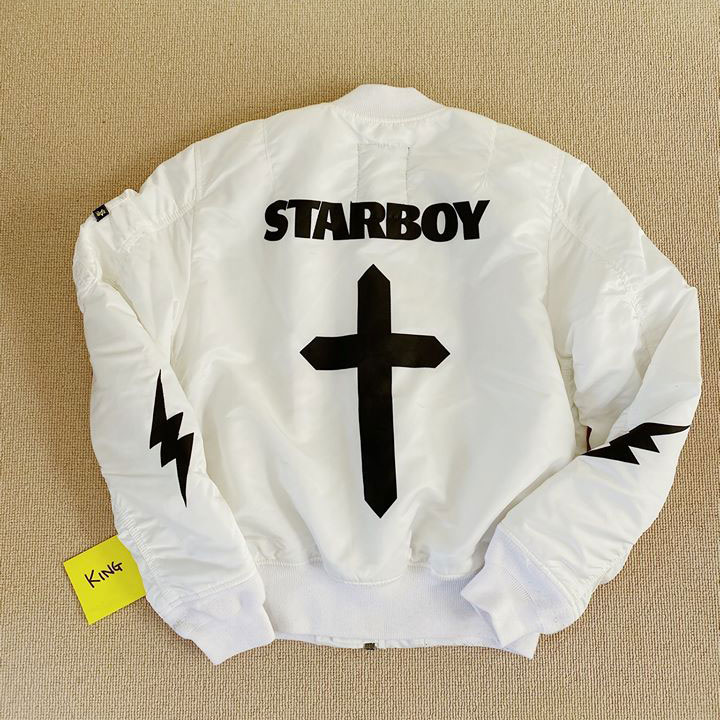 The Weeknd Starboy White Alpha Bomber Jacket – King Tan